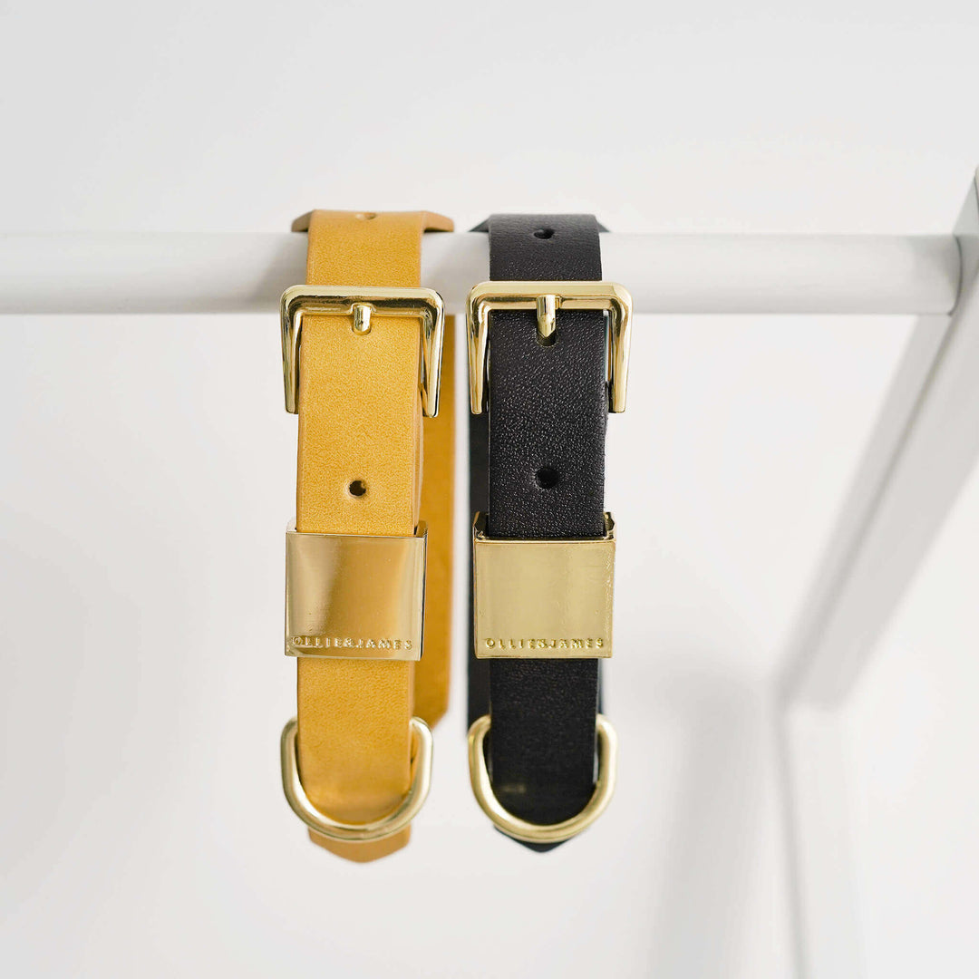 Italian Leather Dog Collar – Camel – OLLIE & JAMES